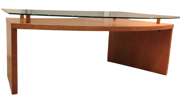 Bureau arrondi et son plateau de verre - LesMeublesCirculaires.fr